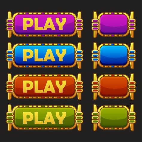 Button Play Egyptian Game Ui Buttons Colored Frame Asset For Game