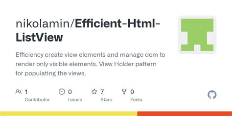 GitHub Nikolamin Efficient Html ListView Efficiency Create View Elements And Manage Dom To