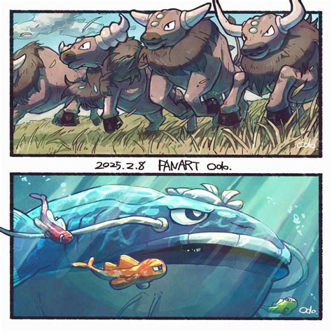 Tatsugiri Dondozo And Paldean Tauros Pokemon Drawn By Odo7ta