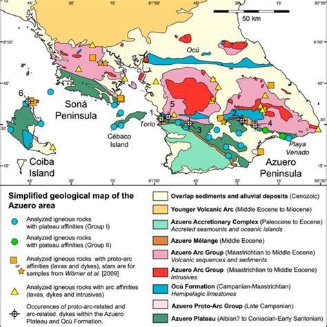 Simplified Geological Map Of The Azuero Marginal Complex Modified