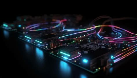 Premium Ai Image Computer Connected In Neon
