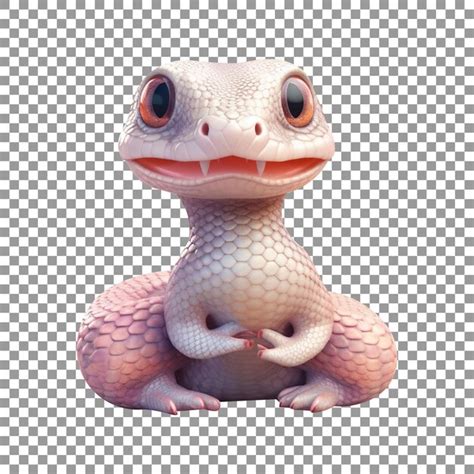 투명 배경에 고립 된 3d 스타일 귀여운 아기 뱀 프리미엄 Psd 파일