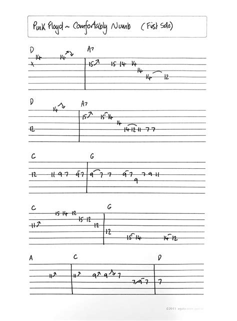 Guitar Lessons Pink Floyd Comfortably Numb Guitar Solo Tab