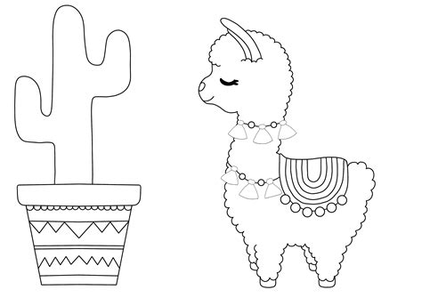Llama And Cactus A Cute And Colorful Illustration