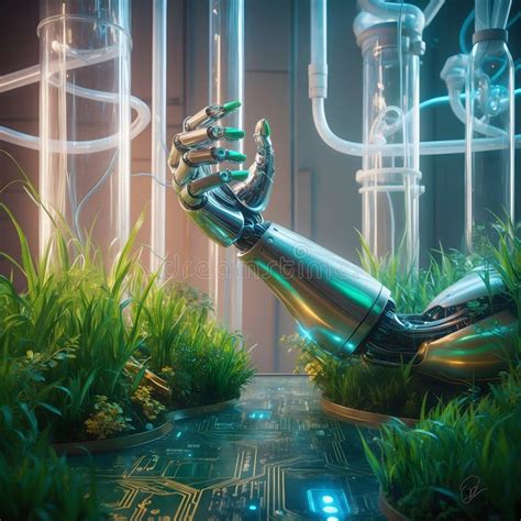 Robot Hand With Plant Png A Hand That Has A Plant On It Stock