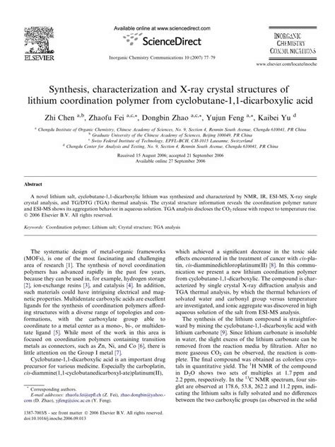 Pdf Synthesis Characterization And X Ray Crystal Structures Of