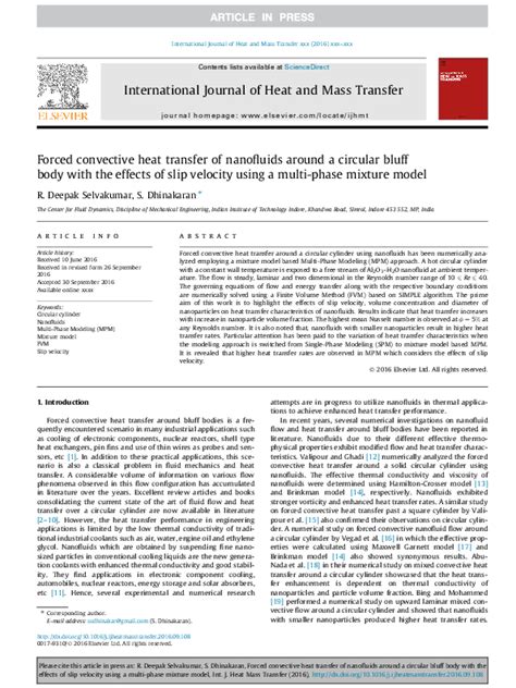 Pdf Forced Convective Heat Transfer Of Nanofluids