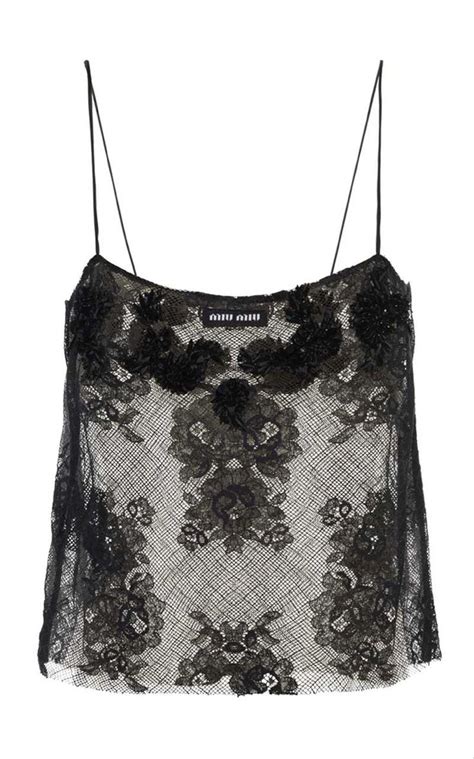 Embroidered Lace Top By Miu Miu Moda Operandi Fashion Black Lace