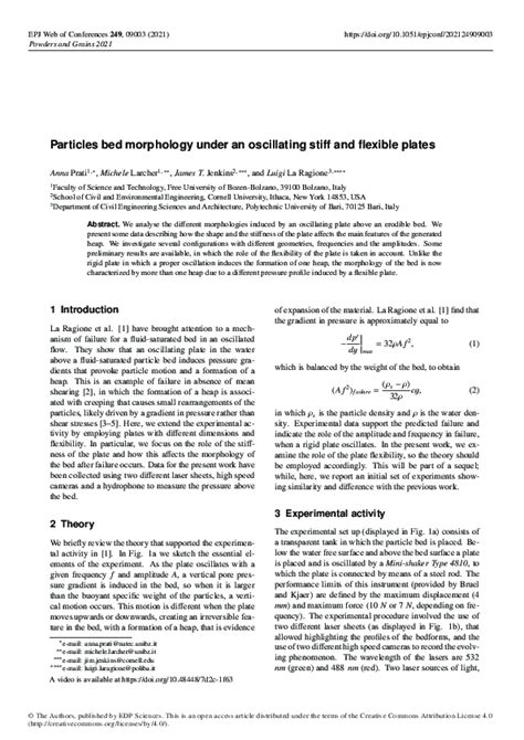 Pdf Particles Bed Morphology Under An Oscillating Stiff And Flexible Plates Jim Jenkins