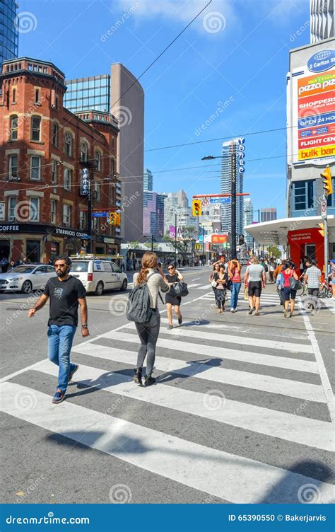 Street View Of Downtown Toronto Editorial Image Image Of Light