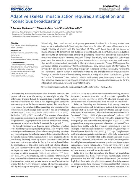 Pdf Adaptive Skeletal Muscle Action Requires Anticipation And