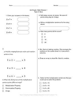 Math Quiz Rd Grade Module Topic C By Msj Tpt