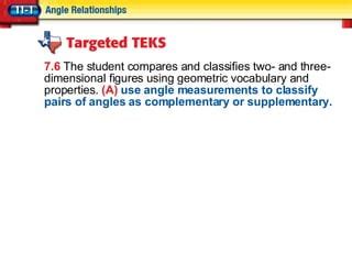Angle Relationships Power Point PPT D Graphics Computer Software And Applications