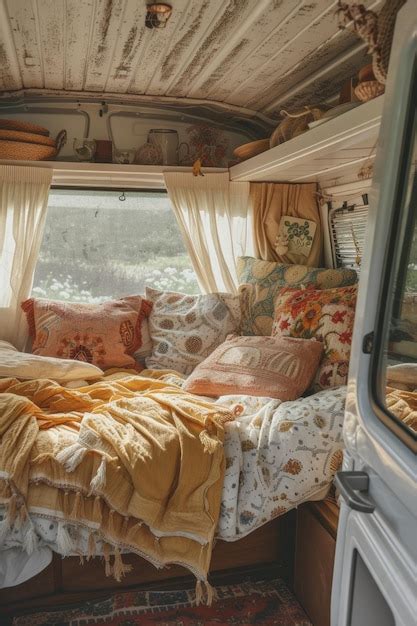 Premium Photo The Cozy Interior Of The Bedroom In The Motorhome