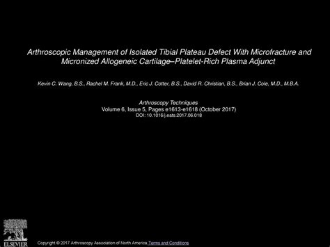 Arthroscopic Management Of Isolated Tibial Plateau Defect With