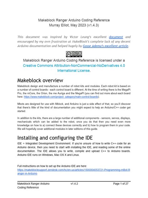 Makeblock Mbot Ranger Arduino Coding Reference Pdf Arduino Gyroscope