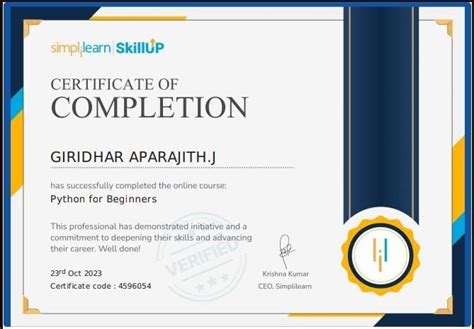 giridhar aparajith j on linkedin python certificate pythonprogramming