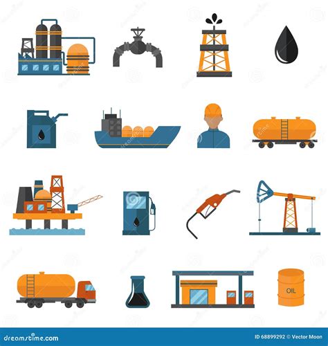 Oil Gas Industry Manufacturing Icons For Infographic Stock Vector