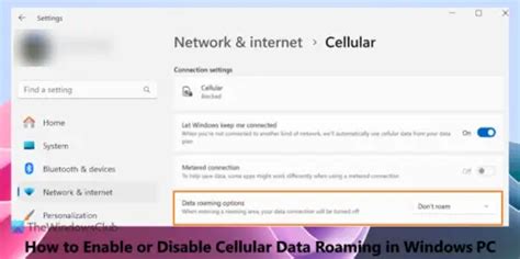 How To Disable Or Enable Cellular Data Roaming In Windows 11