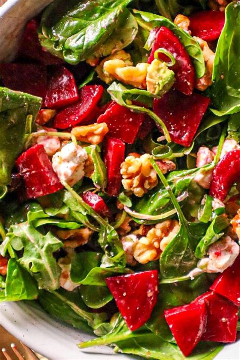 Beet And Goat Cheese Salad In Honey Cinnamon Balsamic Dressing