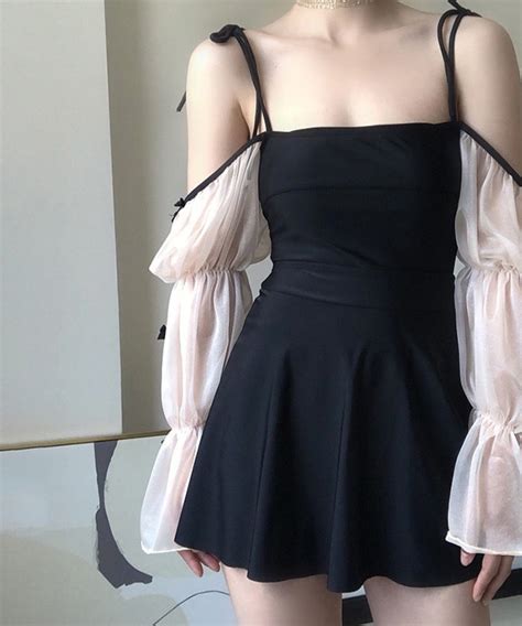 아련오프숄더 쉬폰 원피스수영복