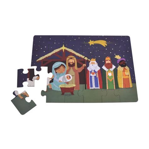 Brinquedo Cristão Quebra cabeça Bíblico Madeira Nascimento de Jesus 24