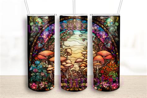 Stained Glass Mushrooms Tumbler Wrap Graphic By Marino · Creative Fabrica