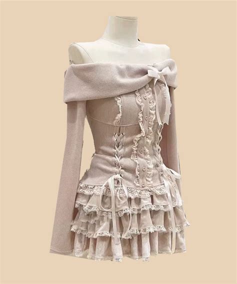 세트가격최저가 오프숄더 프릴 리본 티셔츠캉캉 레이스 미니 스커트 투피스 Set 에이블리