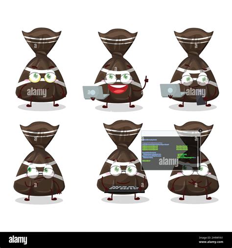 Chocolate Candy Wrappers Programmer Cute Cartoon Character With Vector