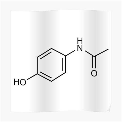 Paracetamol Structural Formula Poster By Gillytheghillie Redbubble