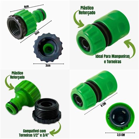 Kit Engate Rápido E Adaptador Para Mangueira De Jardim 1 2 E 3 4 C