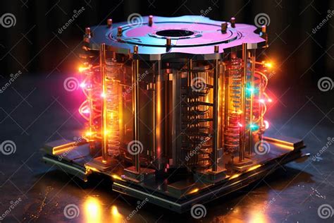 Quantum Computer Core With Glowing Components Stock Image Image Of Components Technology