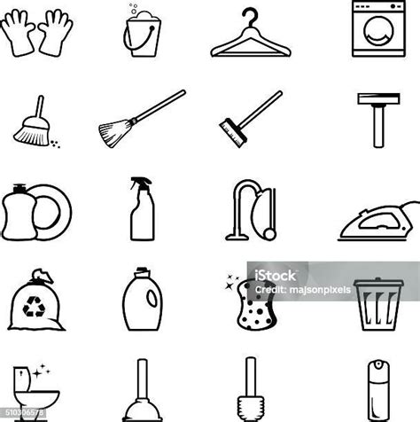 세척 아이콘 세트 가정 생활에 대한 스톡 벡터 아트 및 기타 이미지 가정 생활 고무 장갑 그릇 Istock