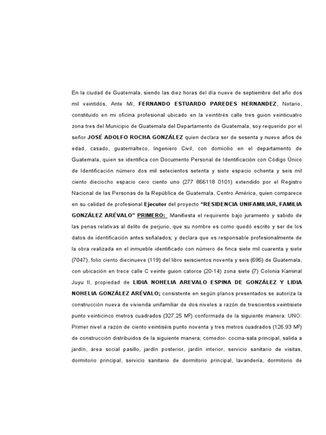 Declaracion Jurada Ejecutor De Obra Ndr 1 José Adolfo Rocha González