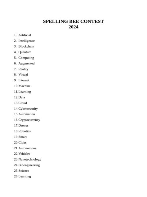 Spelling Bee Contest Elyte Pdf