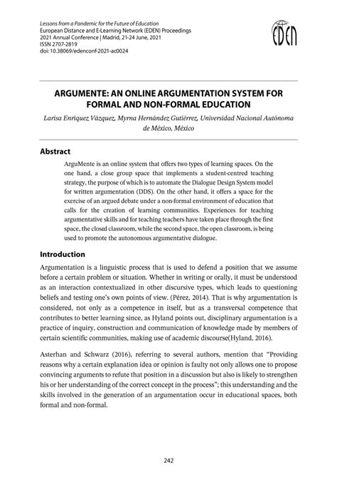 Pdf Argumente An Online Argumentation System For Formal And Non Formal Education