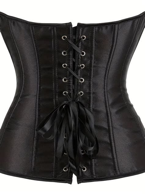 Solid Strapless Corset Bustier Tummy Control Lace Up Body Shaper