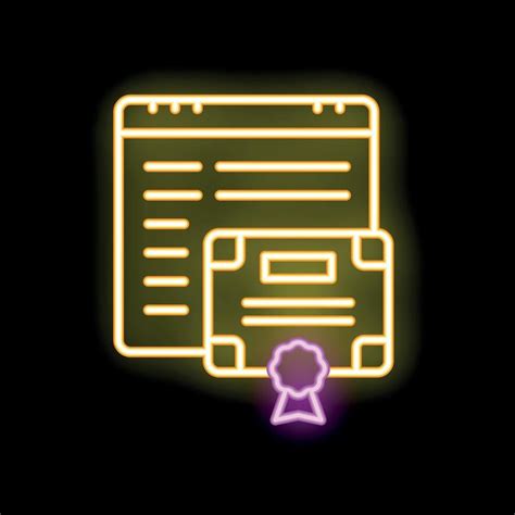 Neon Sign Representing Online Education With Diploma And Ribbon
