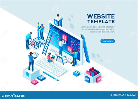 project team office engineers characters web template stock vector