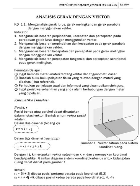 Contoh Soal Vektor Posisi Bakti Soal