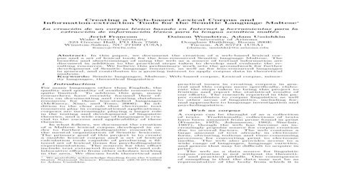 Creating A Web Based Lexical Corpus And Information Extraction Tools