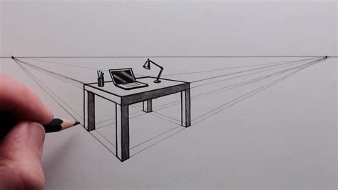 How To Draw A Table Using Two Point Perspective Narrated Youtube