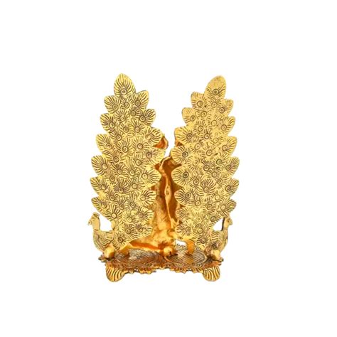 Radha Krishna Idol Statue With Diya Peacock Design Devikcraft