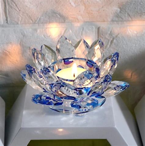 12 Cm Crystal Lotus Flower Candle Holder Tealight Candle Etsy