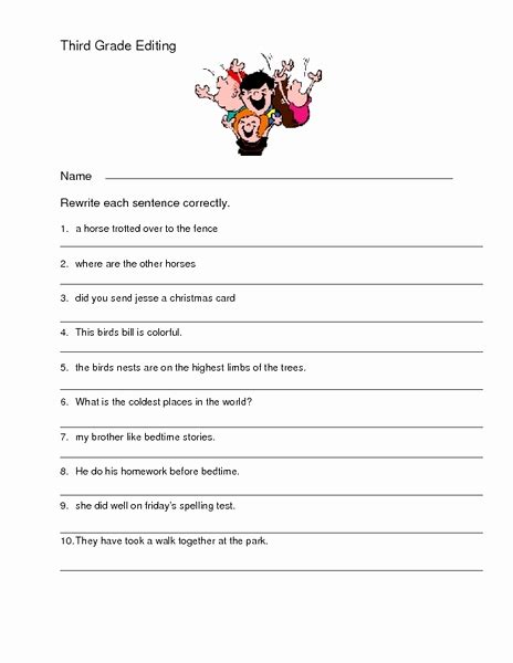 Proofreading Worksheets 3rd Grade Luxury Third Grade Editing Worksheet Sentences Worksheet For