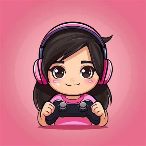 Adorable Illustration Of A Chibi Gamer Girl With Cute And Kawaii