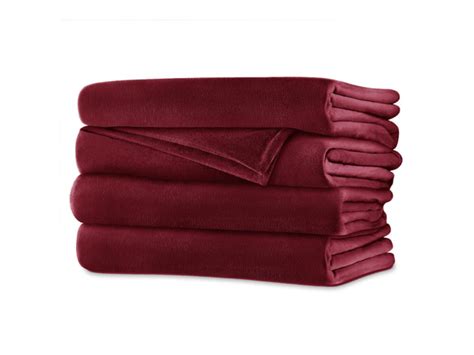 Sunbeam Velvet Plush Electric Heated Warming Blanket Sc7 Garnet