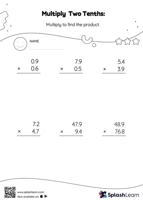 multiply two tenths vertical multiplication worksheet