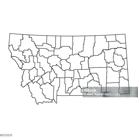 Carte De Létat Du Montana Avec Les Comtés Illustration Vectorielle