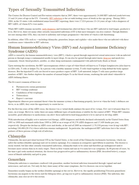 types of sexually transmitted infections pdf hiv aids sexually